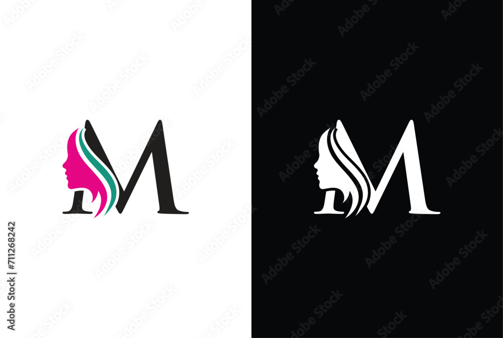 Beauty logo design with combination letter M. Letter M beauty logo ...