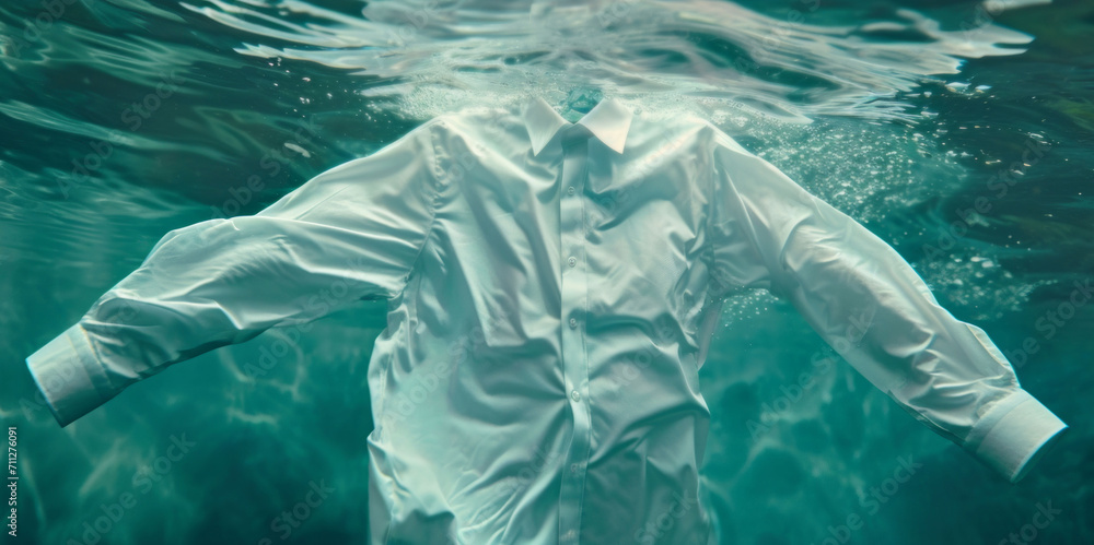 White shirt, water and laundry background for laundromat business ...
