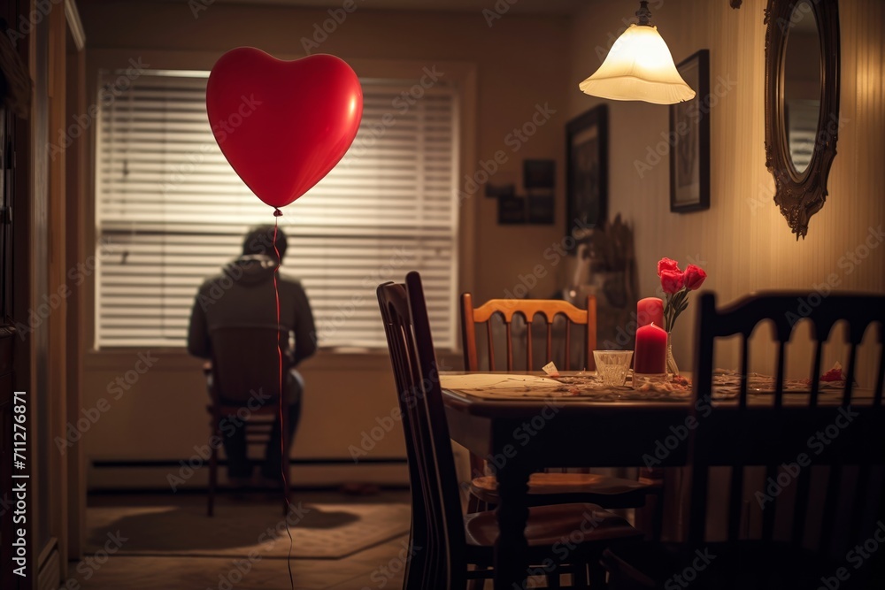 Person suffers from loneliness sitting alone at home on Valentine Day ...