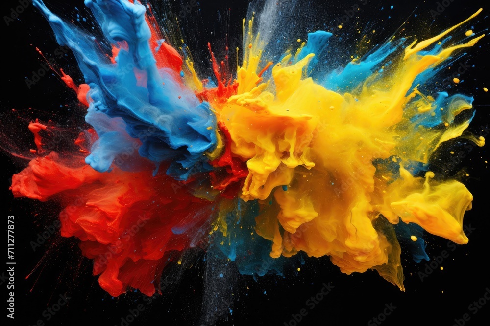 Witness the thrilling sight of a stunning multicolored object effortlessly soaring through the ...