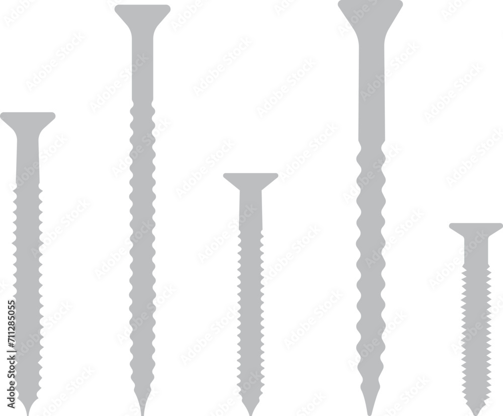 Set of Screw shape silhouette icons. Hardware logos symbols vectors ...