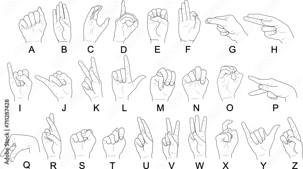 ASL American Sign letters Language Alphabet SVG Alphabet for the deaf ...