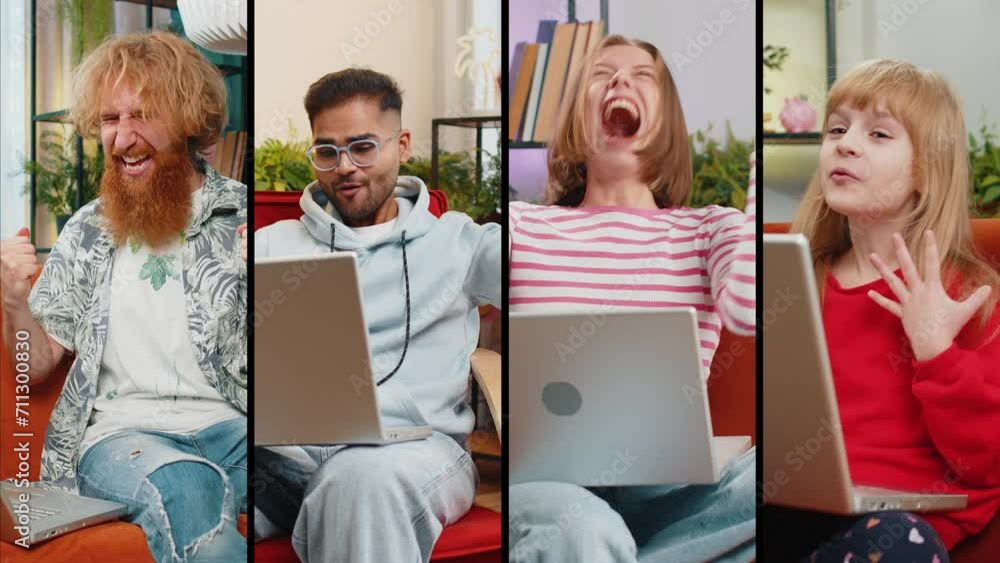 Collage of smiling happy people portraits diverse gender, different ...