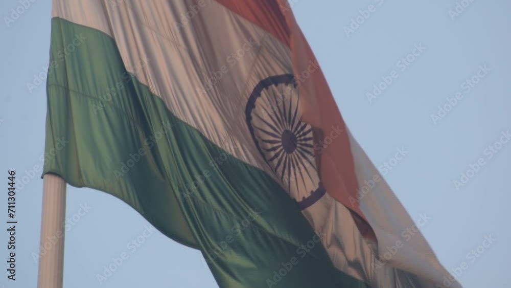 India flag flying high at Connaught Place with pride in blue sky, India ...