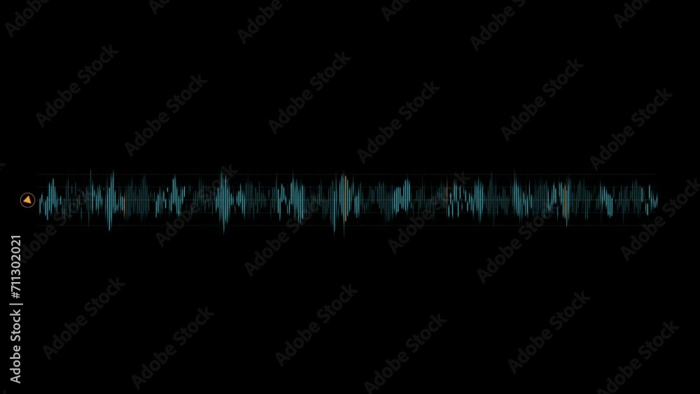 Music Player Software: Isolated Blue Sound Wave Graphics on Black ...