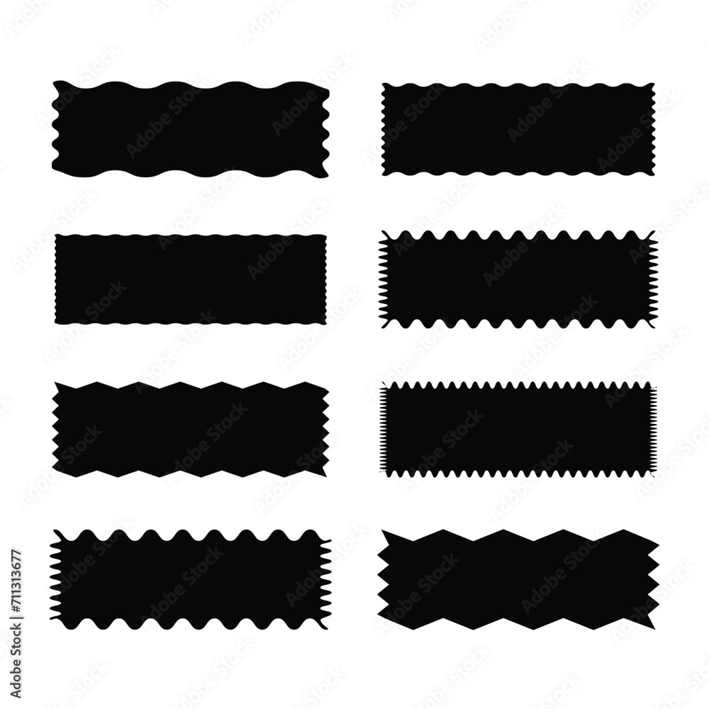 wavy edge rectangular button icon set. A group of 8 rectangle symbols ...