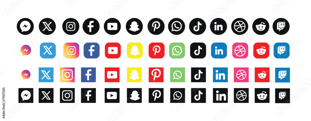 Facebook, twitter, instagram, youtube, snapchat, pinterest, whatsap ...