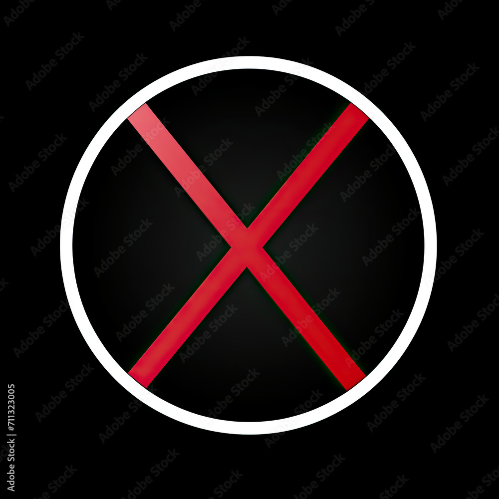 Black and White Circle With Red X, Simple, Clear Icon for Indicating ...