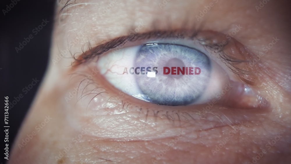System Access Denied During An Iris Eye Scan. Close-up Stock Photo ... System Access Denied During An Iris Eye Scan. Close-up Stock Photo ...
