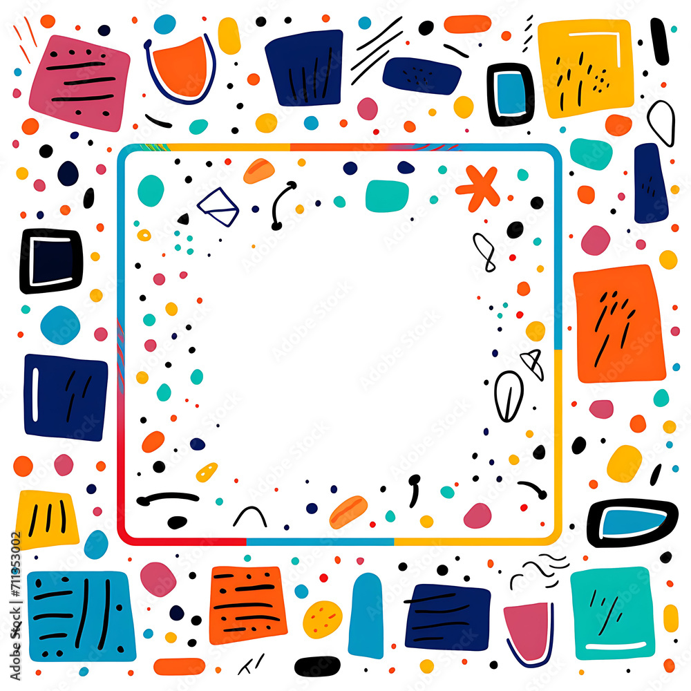 Doodle Scribbles Square Frame With Random Shapes Lines and P Decorative ...
