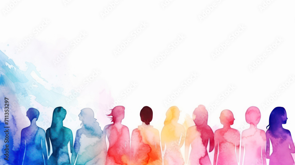 Abstract colorful art watercolor painting depicts International Women's ...