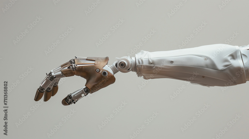 a white bionic prosthetic artificial arm for humans with disabilities ...