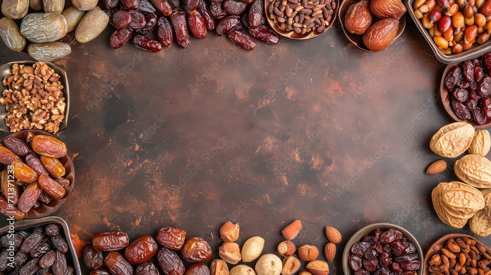 Variety of dates around the world as a frame border as background for ...