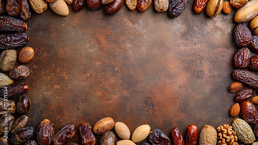 Variety of dates around the world as a frame border as background for ...