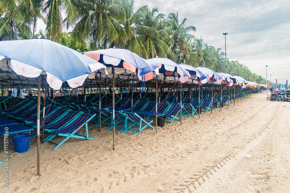 CHONBURI, THAILAND - October, 15, 2023: Bangsaen beach is a beach town ...