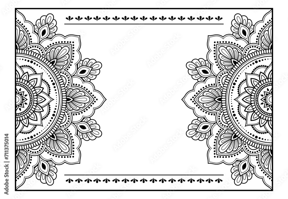 Frame in eastern tradition. Stylized with henna tattoos decorative ...