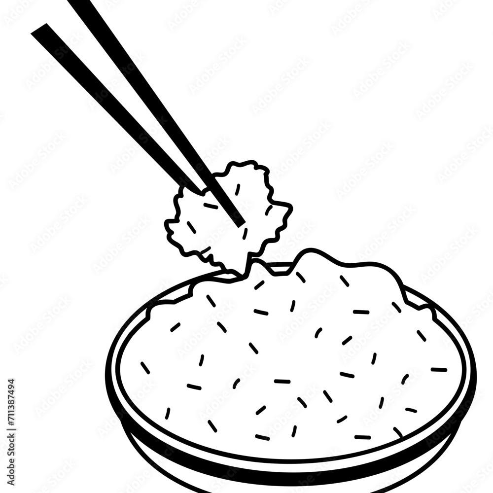 Sticky rice isometric Concept, long grain jasmine rice platter Vector ...