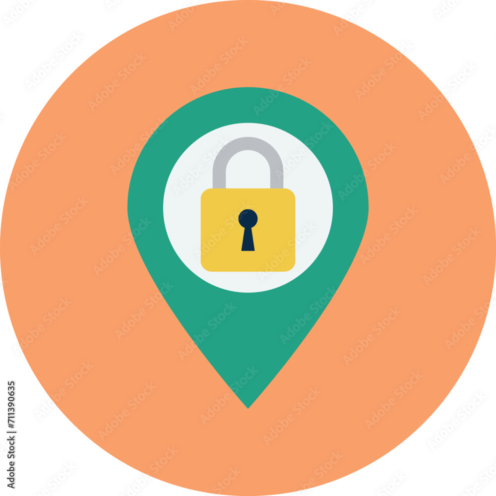 lock icon on metal internet button. maps and navigation icon design ...