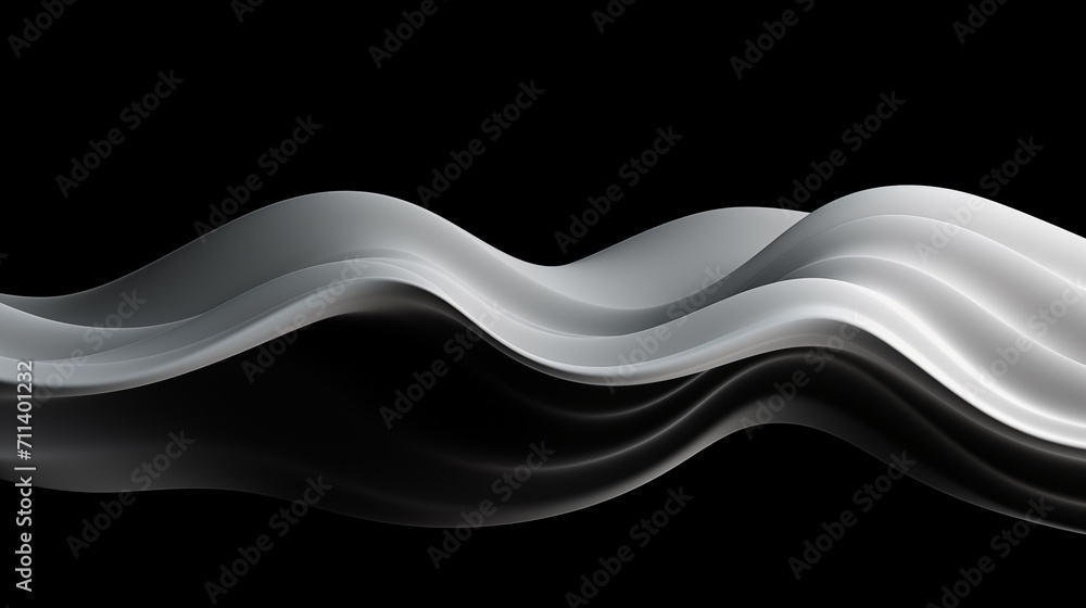 Néon effet flou, vague en mouvement, noir et blanc sur fond noir. Pour ...