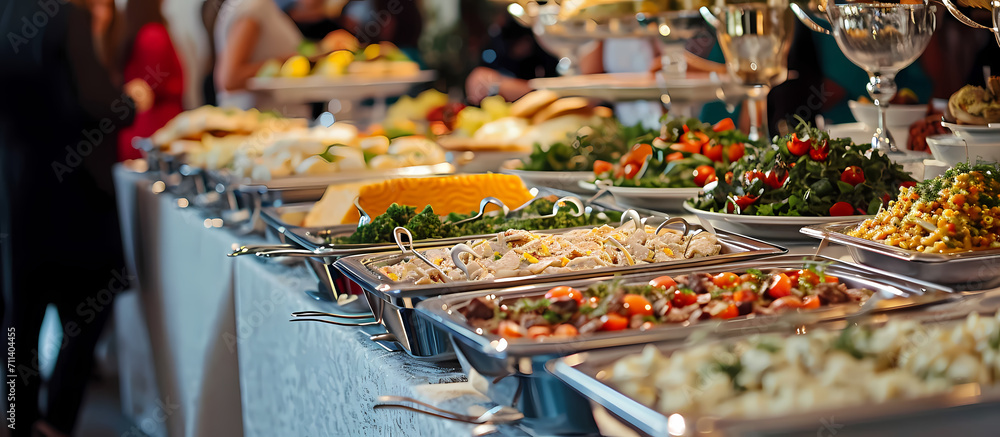 Gourmet Delicacies on Serving Trays: Culinary Excellence on a Warmly ...