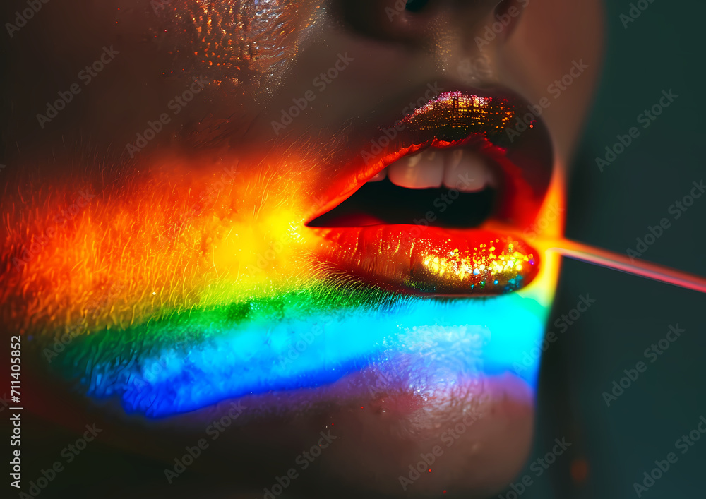 Sensual Female Lips in rainbow colors: Illustration of Femininity ...