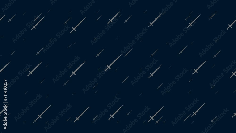 Sword symbols float horizontally from left to right. Parallax fly ...