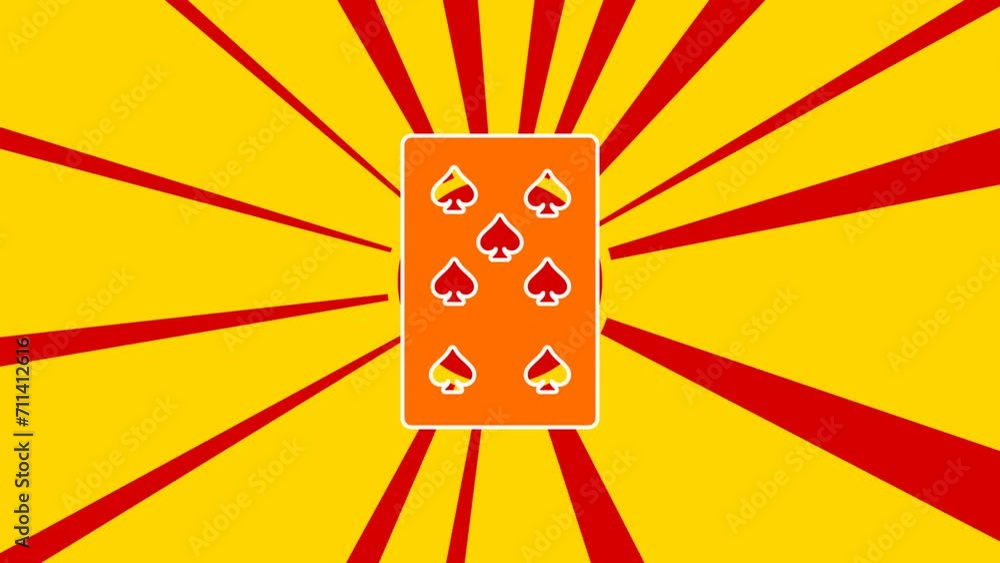 Seven of spades playing card on the background of animation from moving ...