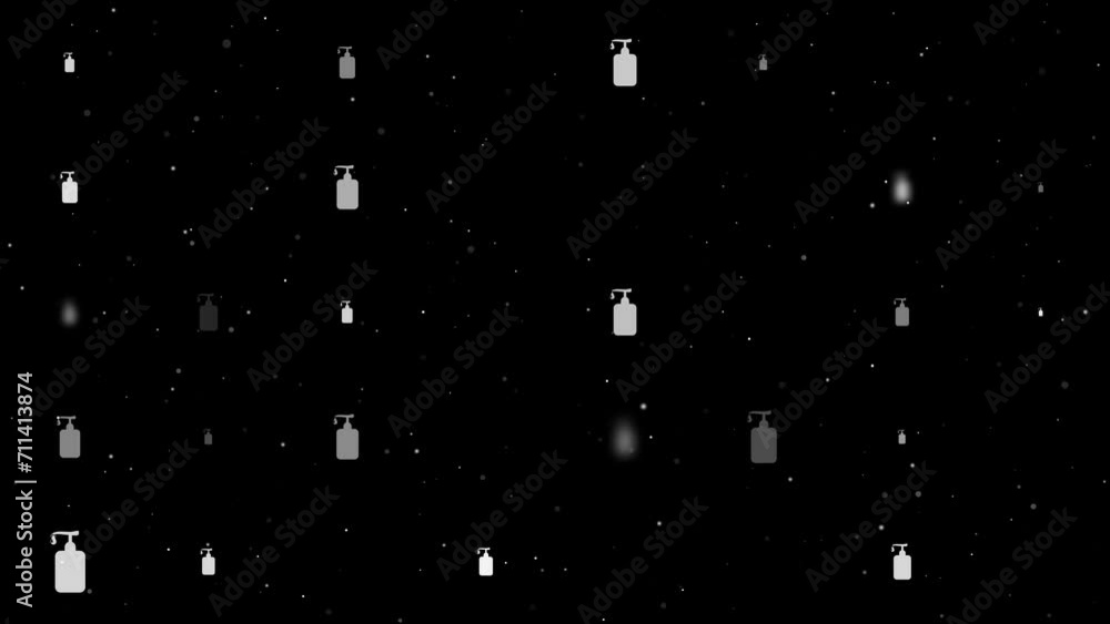 Template animation of evenly spaced liquid soap symbols of different ...