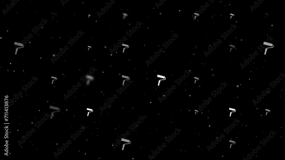 Template animation of evenly spaced paint roller symbols of different ...