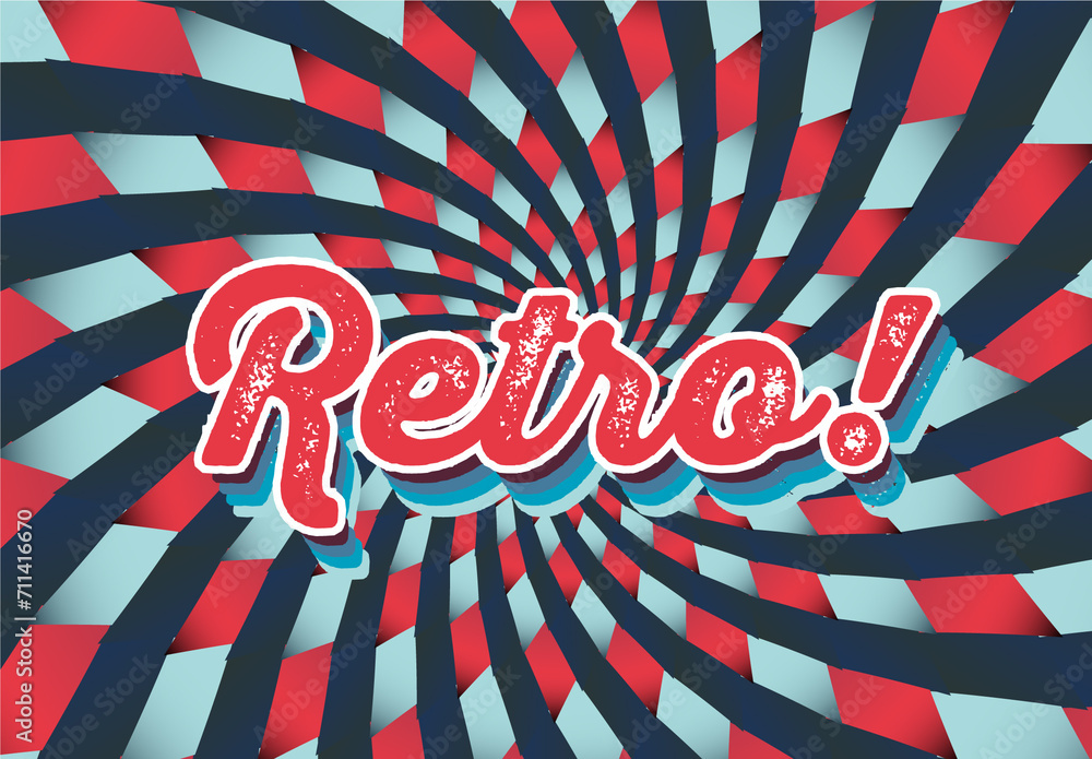 Retro blue red text template (graphic style) with vintage spiral ...