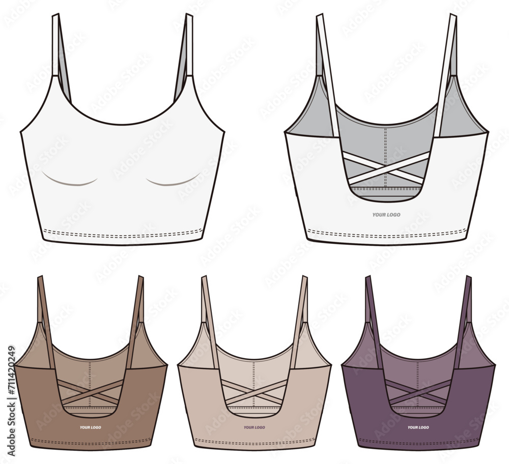 Illustration of active bra, Fashion Flat Sketch Vector Illustration ...