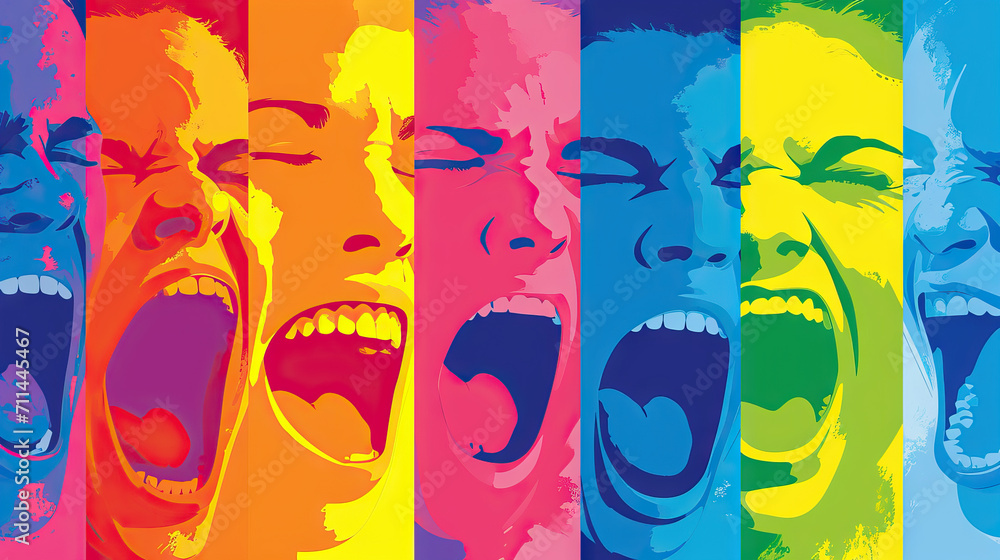 Emotional Spectrum: A Vector Background with Human Faces Displaying a ...