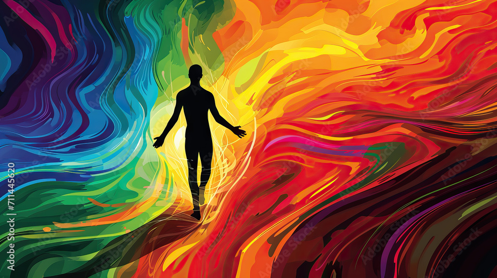 Inner Strength: A Vector Background with a Human Figure Demonstrating ...