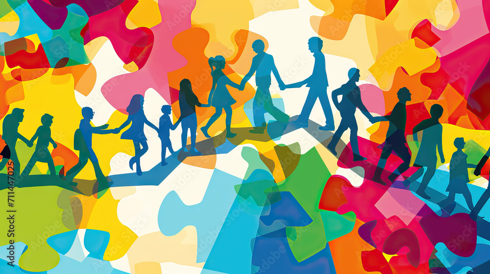 Human Collaboration: A Vector Background with Human Figures ...