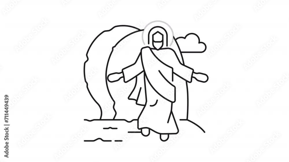 Resurrection line animation. Jesus Christ coming back to life animated ...