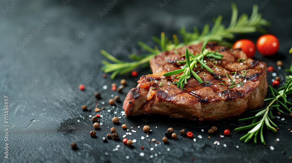Beef Rump Steak Grilled Medium Rare with Pepper and Rosemary. Foodie ...