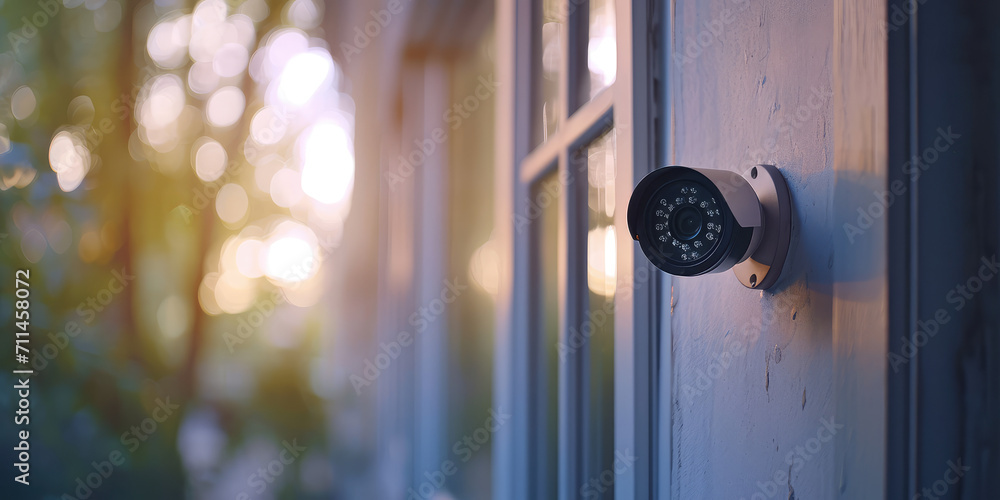Modern Home Security CCTV Camera. Close-up of a modern CCTV camera ...