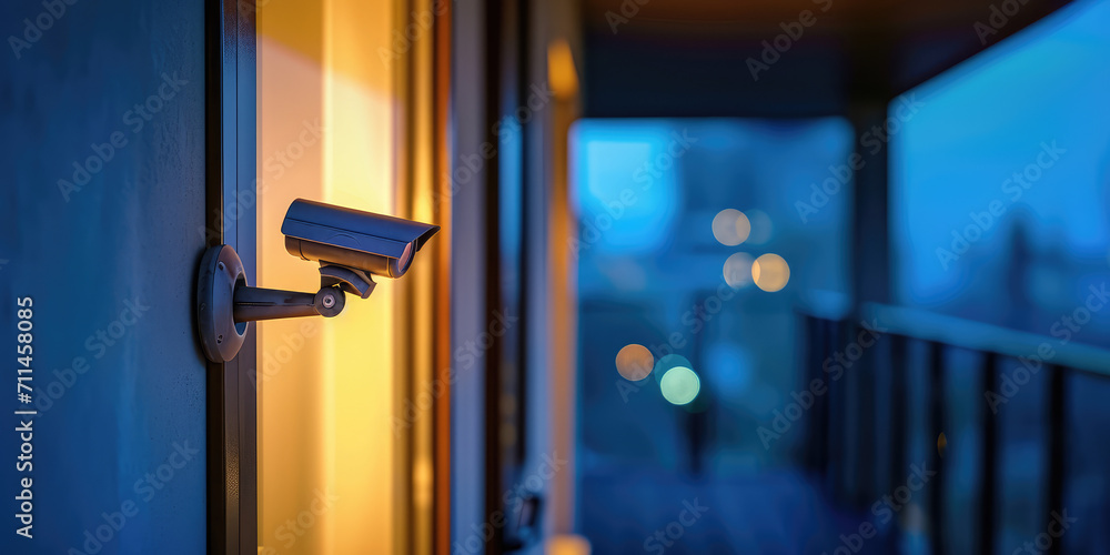 Modern Home Security metal CCTV Camera. Close-up of a modern CCTV ...