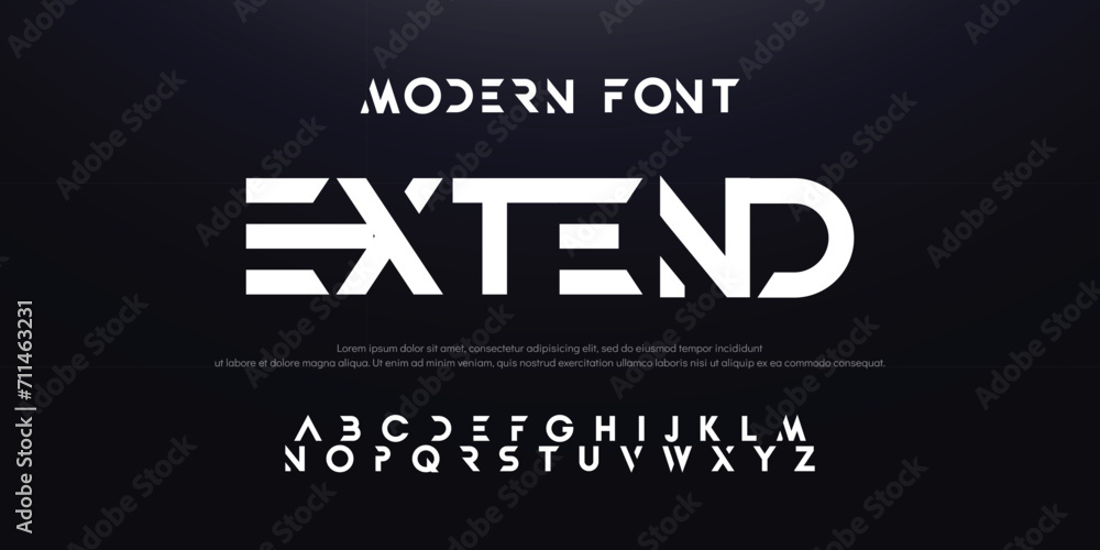 EXTEND Modern alphabet fonts. Typography, Technology, Lettering ...