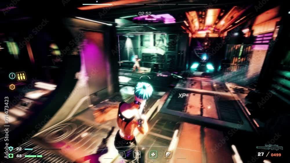 Animation of the pc shooter action simulator with modern graphics ...