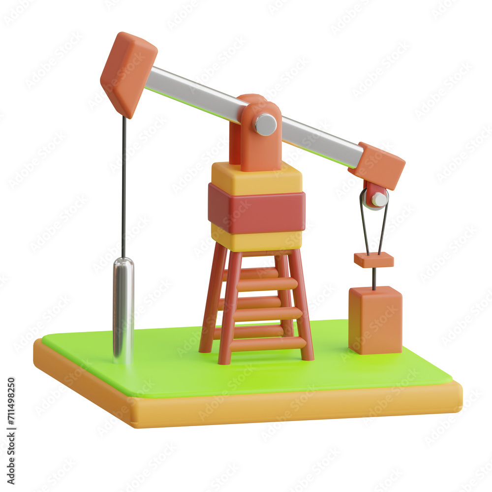 3D Oil Pump Model Mechanics Behind Energy Production. 3d illustration ...