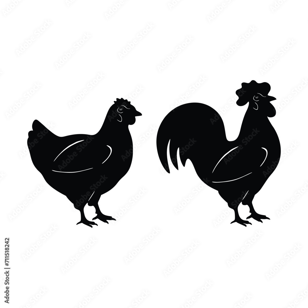 hen, broiler, chicken silhouettes vector illustrator Stock Vector ...