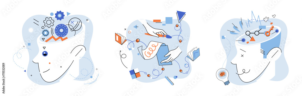 Vetor de Abstract thinking. Vector illustration. Creative thinking is ...