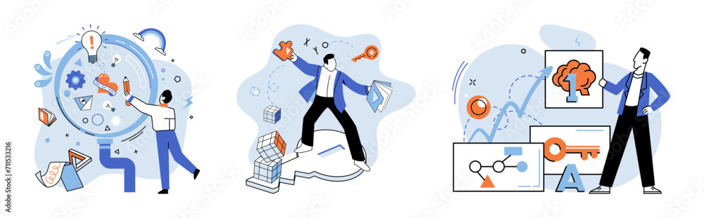 Logical thinking. Vector illustration. Inspiration is fuel ignites ...