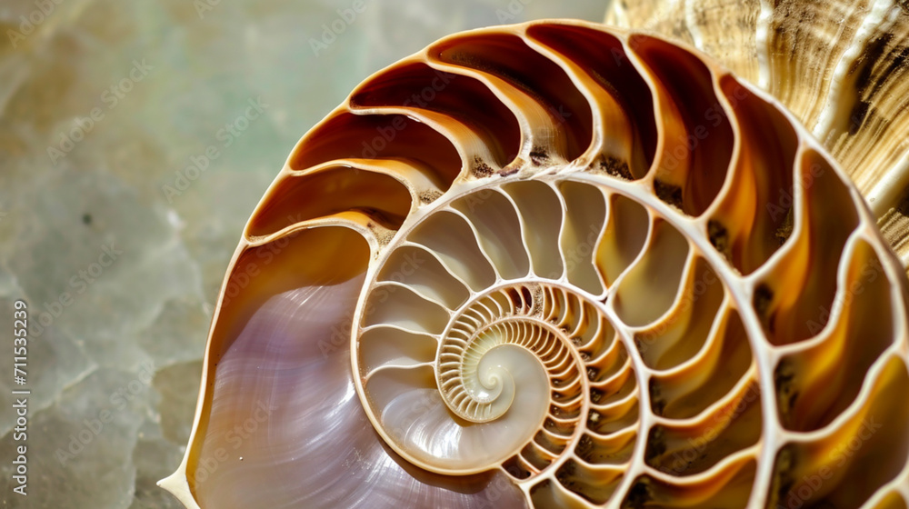 Nautilus Shell Stock Fibonacci Shell Footage Coral Golden Ratio Number ...