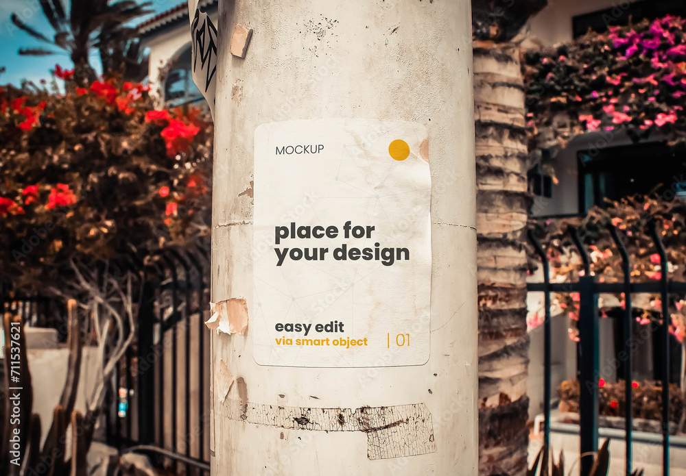 Sign on Post Outside Mockup Stock Template | Adobe Stock