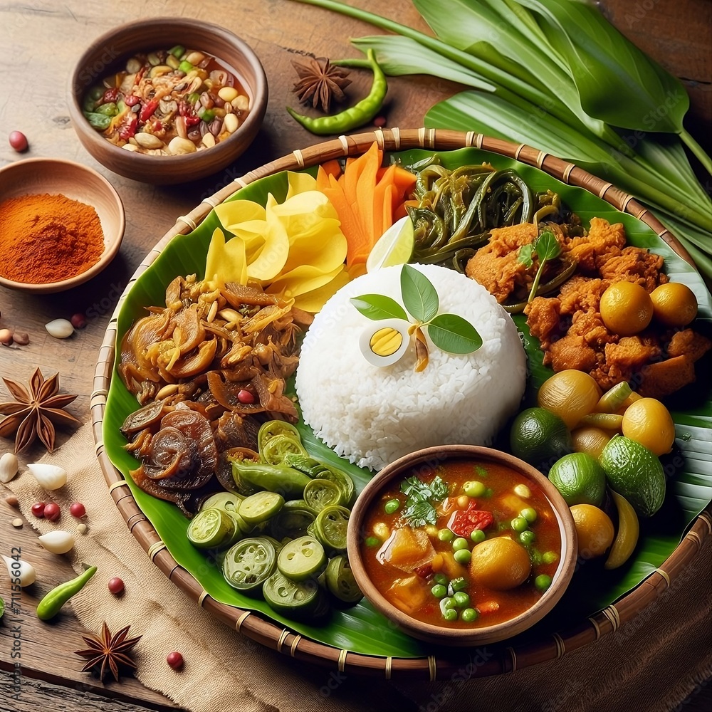 Sri Lankan village rice and curry is a traditional dish that consists ...