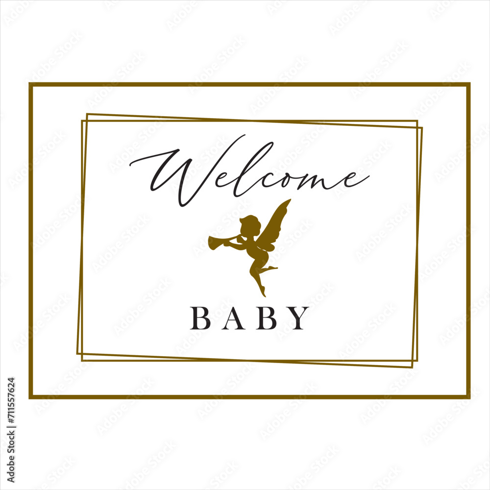 Vetor de Welcome baby sign design vector baby angel gold black laser ...