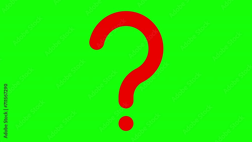 Red simple question mark appearance animation on chroma key background ...