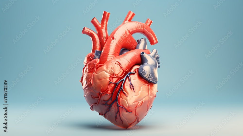 Realistic human heart model isolated on gradient beige background for ...